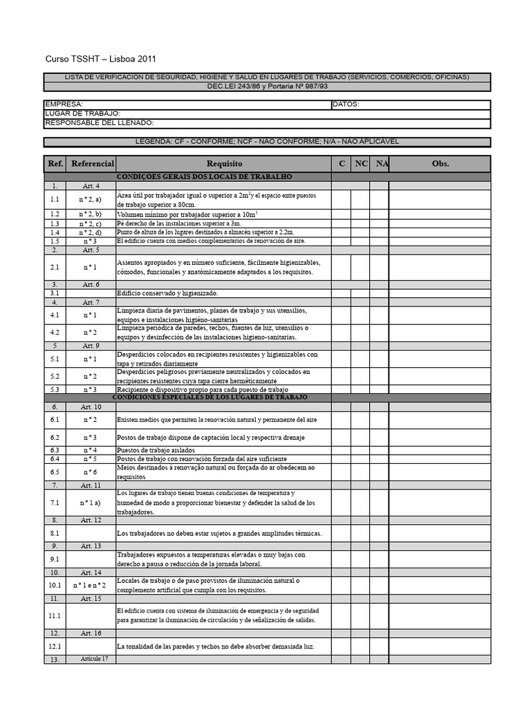 Lista de Verificación DL243 86 | PDF | Baño