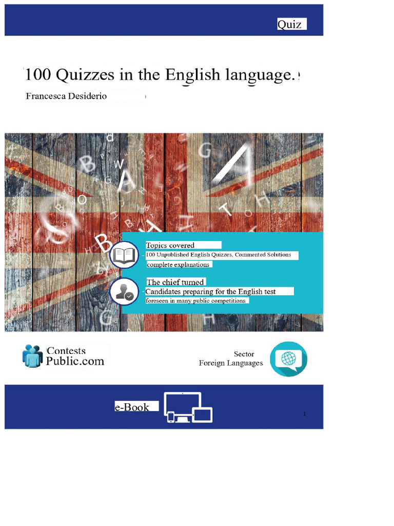 100 English Quizzes for Competitions | PDF | Verb | Adjective