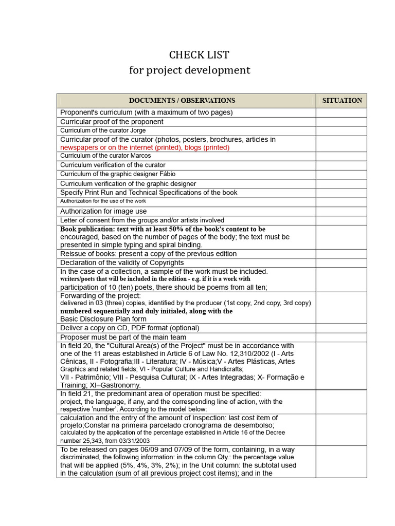 CHECKLIST For Project Development | PDF | Books