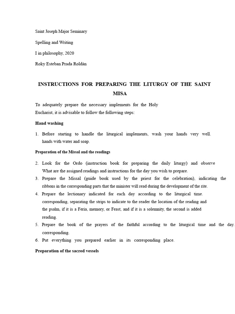 Liturgy Preparation Guide for Mass | PDF | Mass (Liturgy) | Liturgy