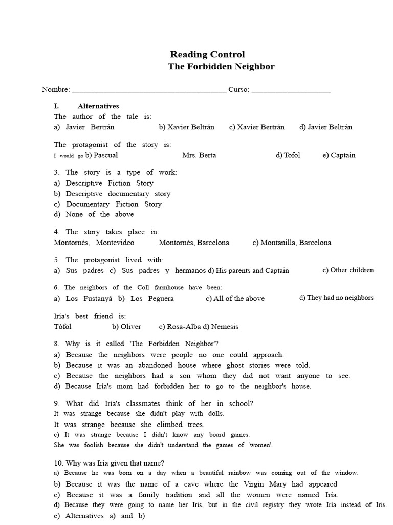 "The Forbidden Neighbor: Story Analysis" | PDF