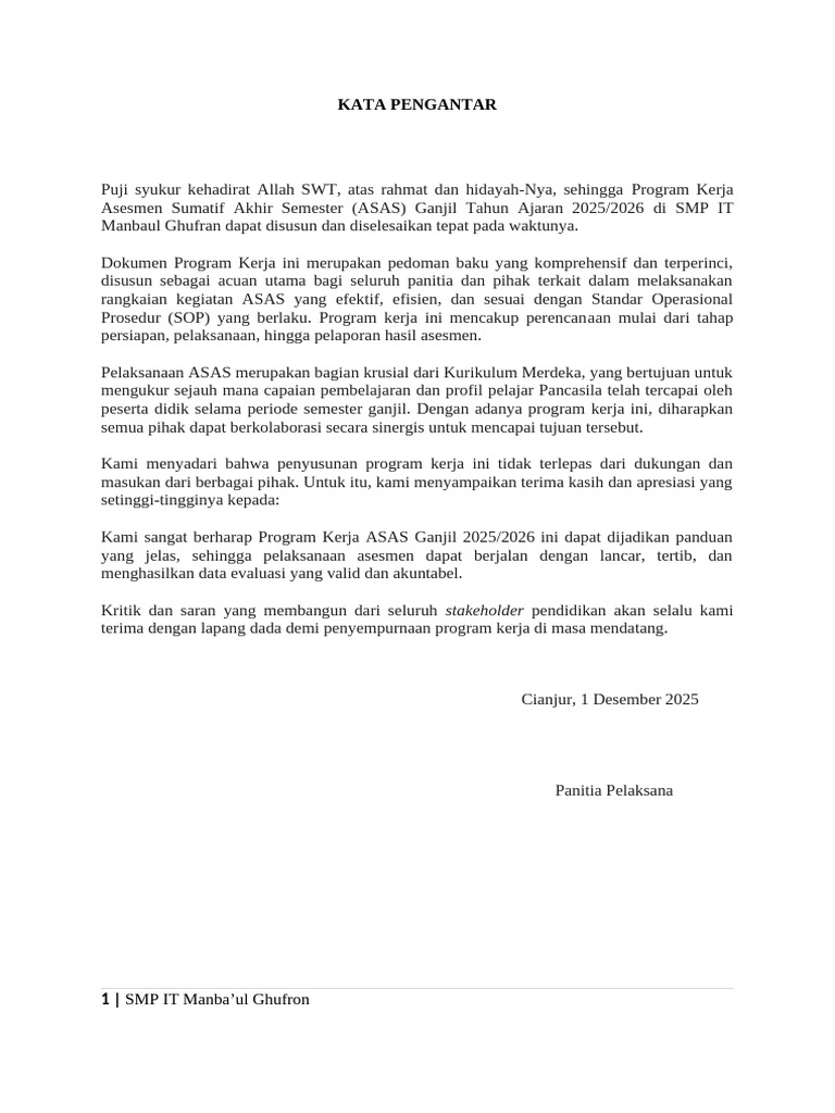 program kerja ASAS 2025 | PDF