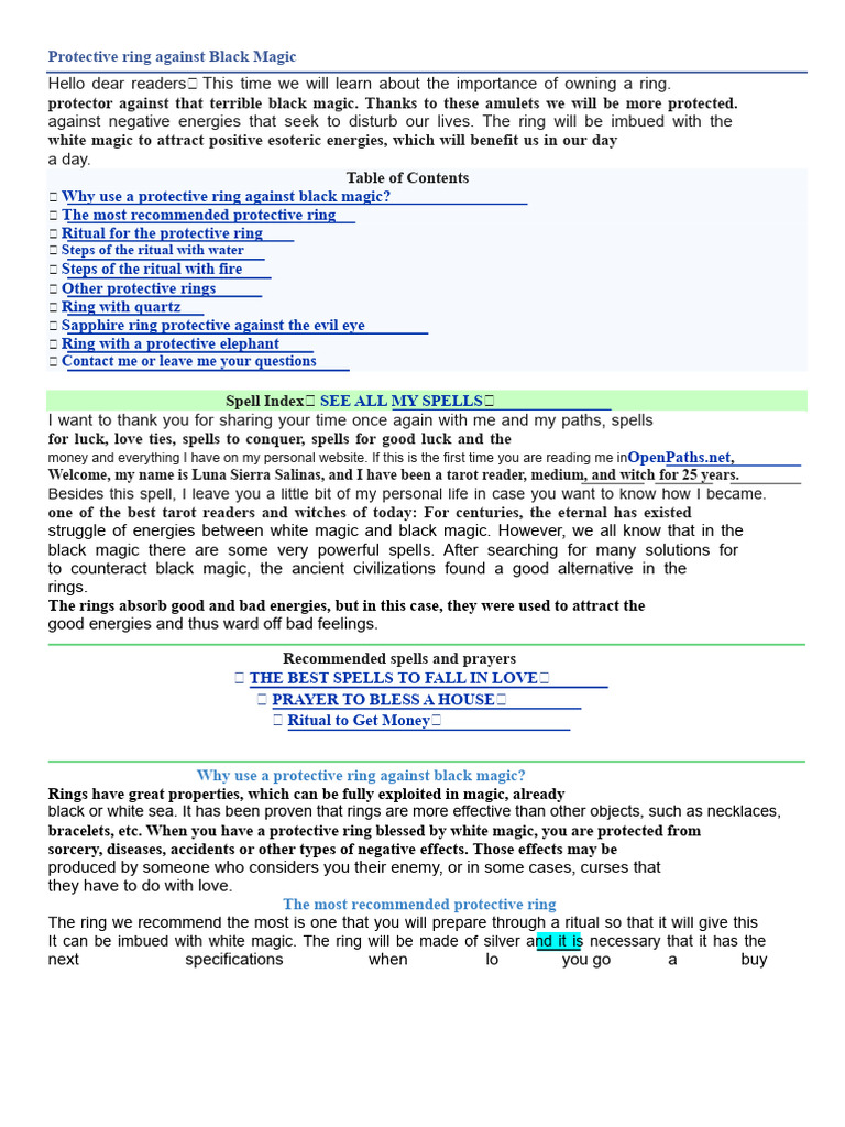 Protective Ring Against Black Magic | PDF | Spirituality | Religious ...