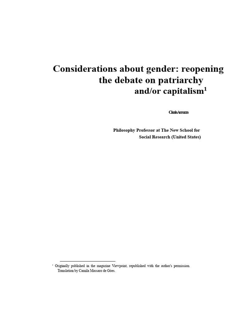 Considerations on Gender - C. Aruzza | PDF | Patriarchy | Capitalism