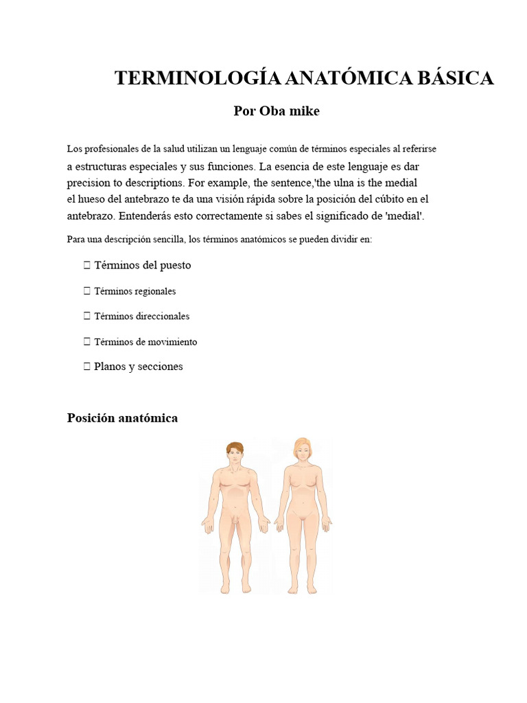 Términos Anatómicos Básicos | PDF | Mano | Articulación