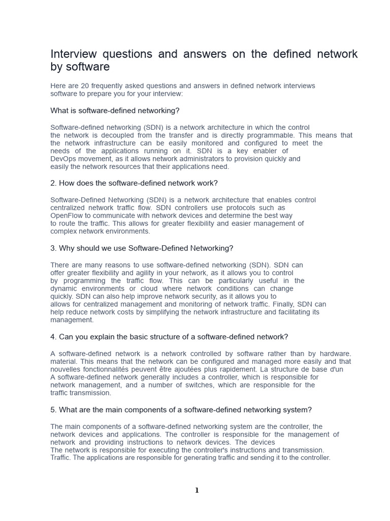 Questionnaire 2 SDN-response | PDF | Computer Network | Computer Networking