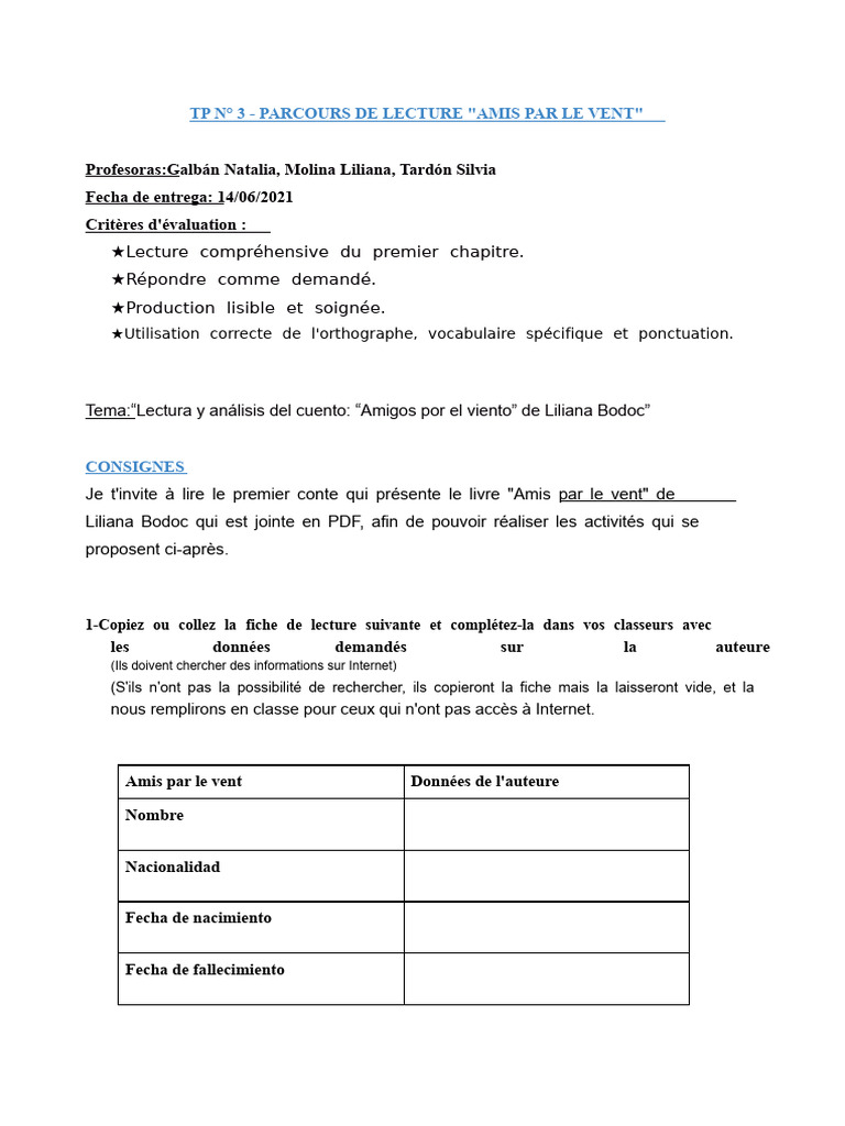 Lecture et analyse de "Amis par le vent" | PDF