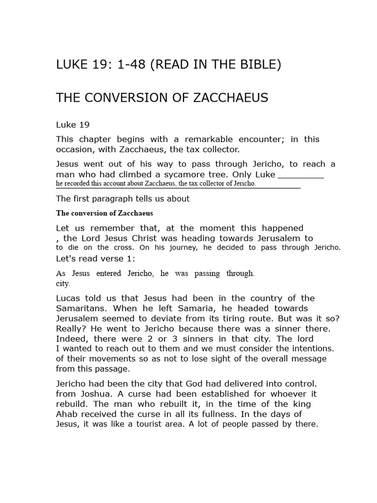 The conversion of Zacchaeus | PDF | Jesus | Grace In Christianity
