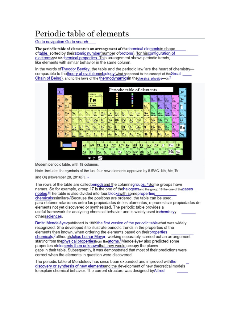 Periodic Table of Elements | PDF | Chemical Elements | Periodic Table