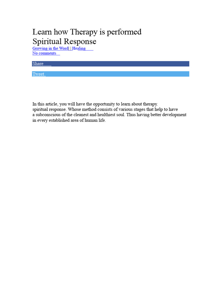 Learn How Spiritual Response Therapy Is Performed. | PDF ...