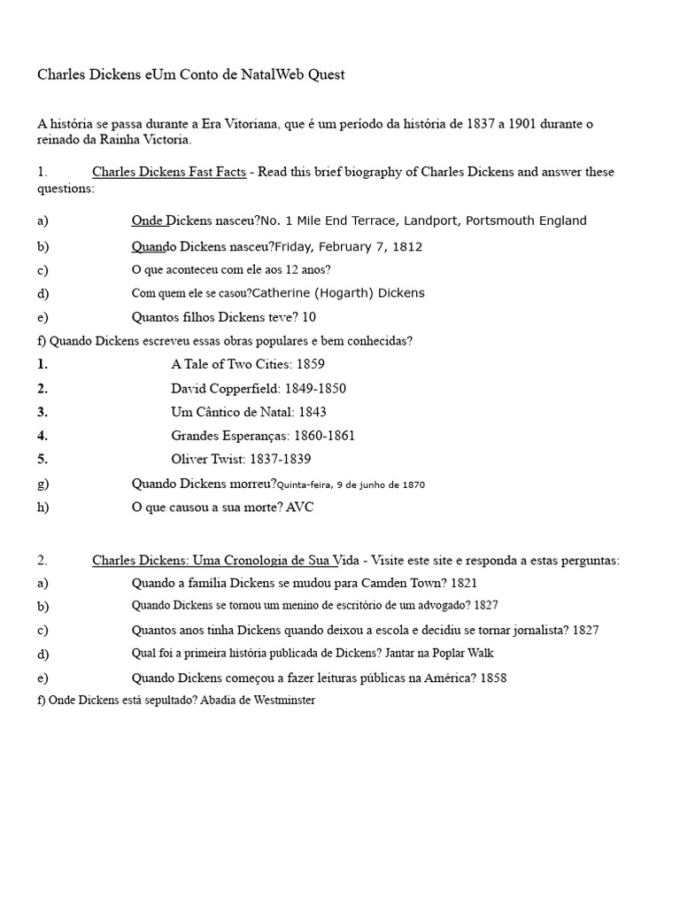 Cópia do A Christmas Carol WebQuest.docx (1) | PDF | Charles Dickens ...