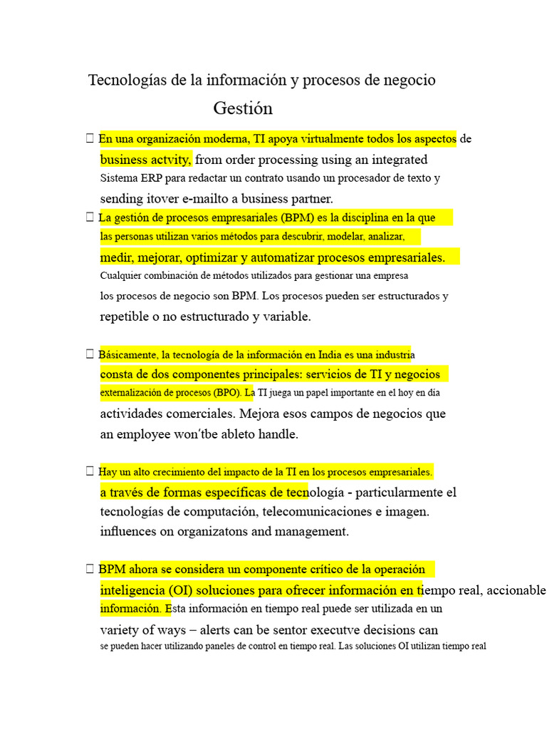 Impacto de TI en la Gestión de Procesos | PDF | Tecnologías de la ...