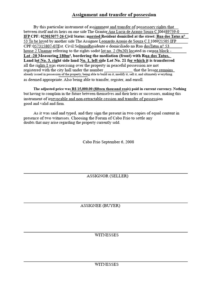 Property Assignment and Transfer Agreement | PDF