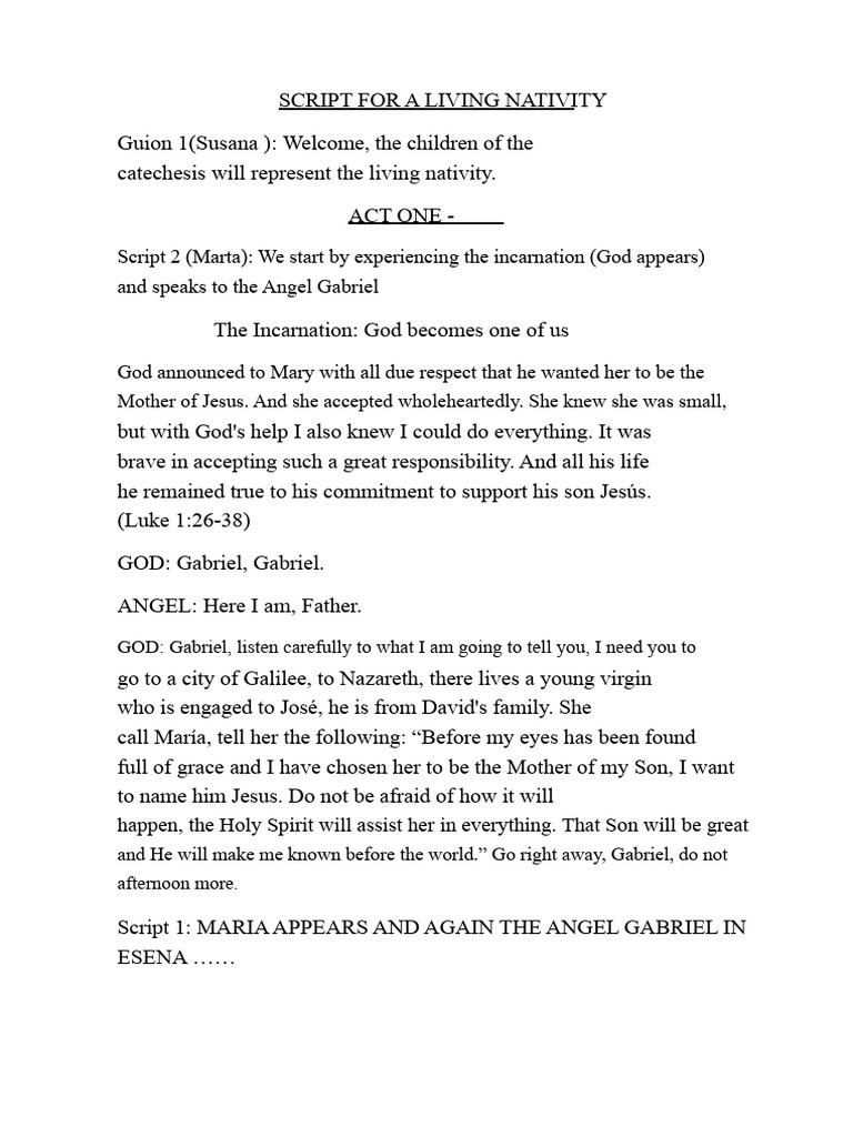 Living Nativity Script for Children | PDF | Nativity Of Jesus | Mary ...