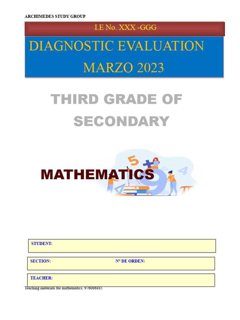 3rd GRADE - DIAGNOSTIC EVALUATION 2023 | PDF | Mathematics | Evaluation