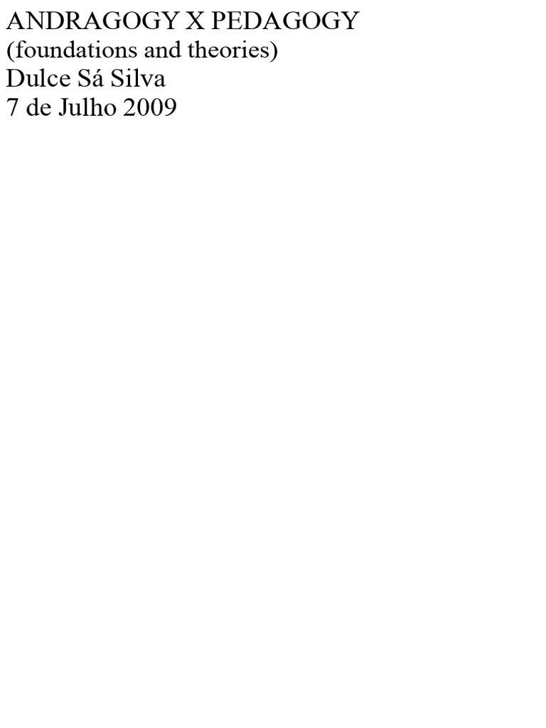 Andragogy and Pedagogy | PDF | Behavior Modification | Cognition