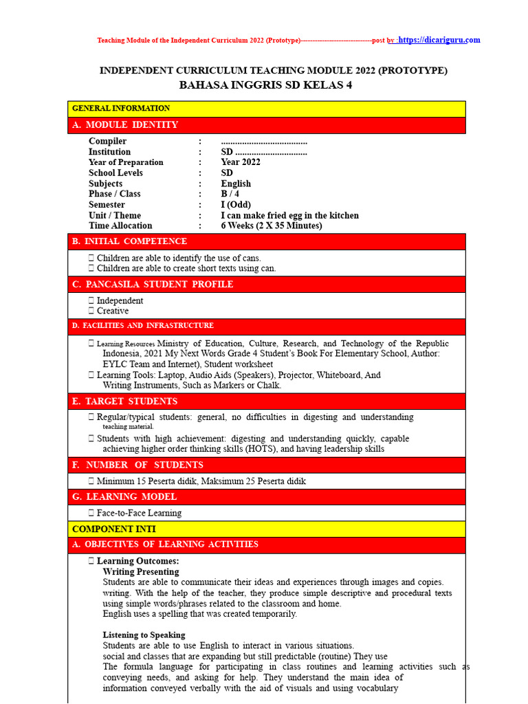 8. English Teaching Module Unit 7 GRADE 4 | PDF | Learning | Teachers