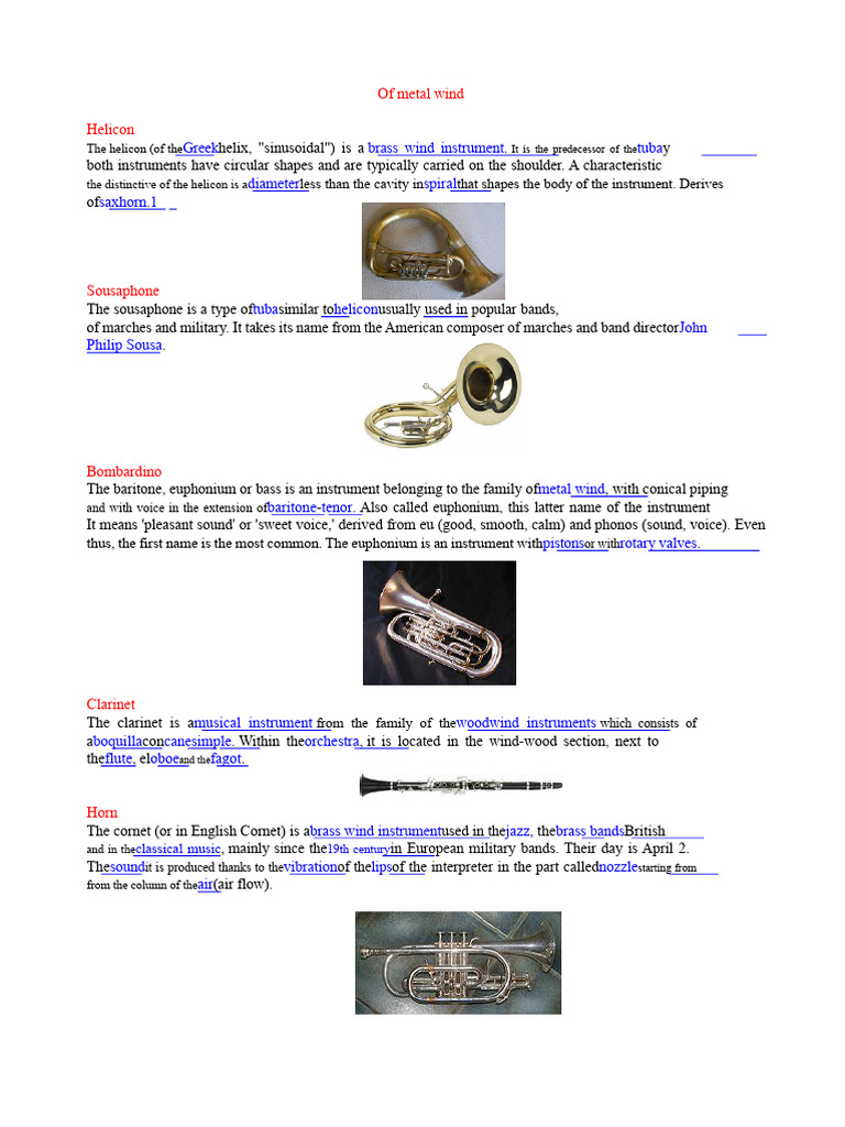 Overview of Brass Wind Instruments | PDF | Trumpet | Brass Instruments
