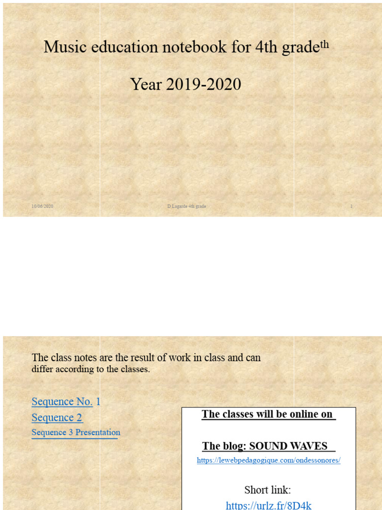 4-Music education notebook - 4th grade class | PDF | Perception | Sound