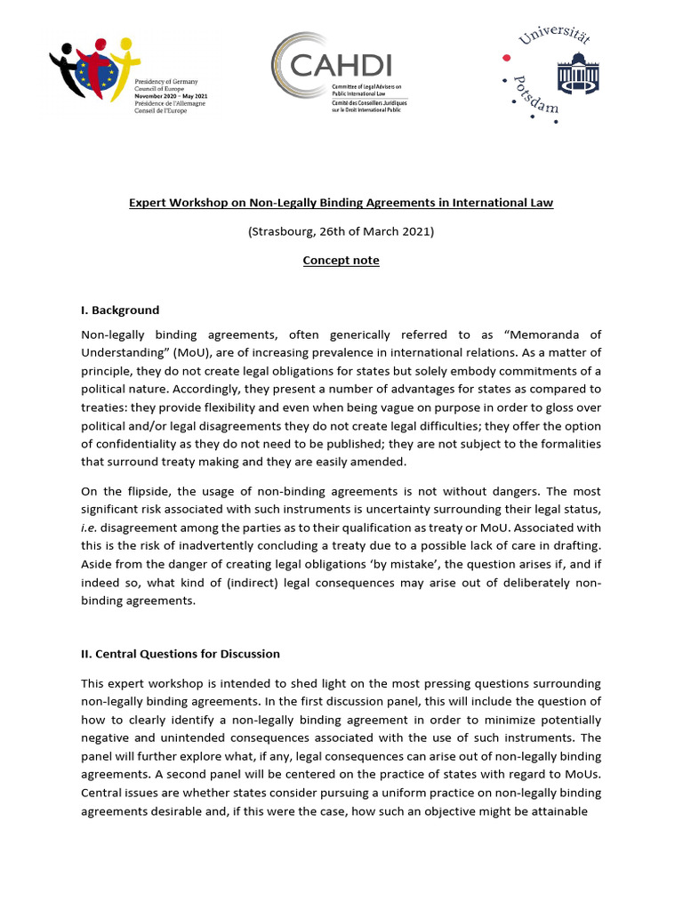 Workshop Non-Legally Binding Instruments in International Law - Concept ...