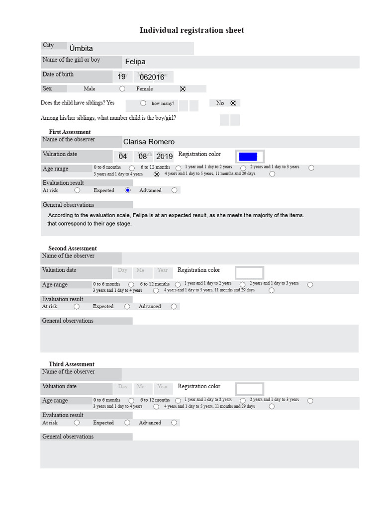 Individual registration sheet. | PDF