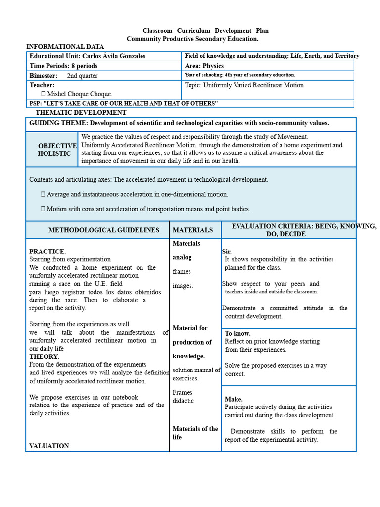 4th MRUV PDC - copy | PDF | Curriculum | Experiment