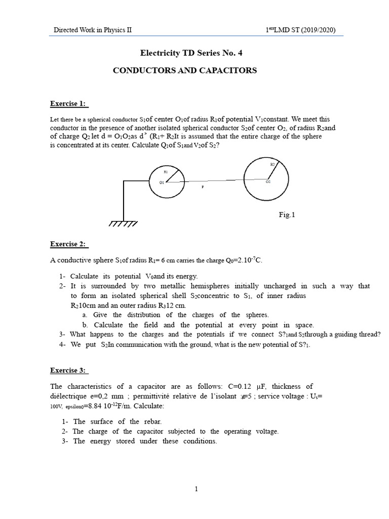 Conductors and Capacitors Exercises | PDF | Capacitor | Capacitance