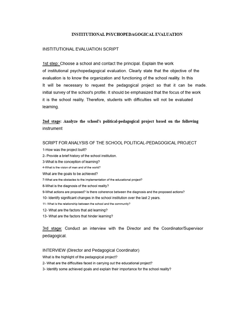 Institutional Evaluation Script | PDF | Evaluation | Teachers