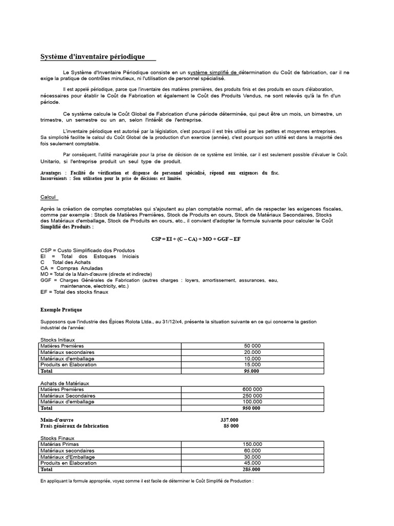 Système d'Inventaire Périodique Simplifié | PDF | Inventaire | Commerce
