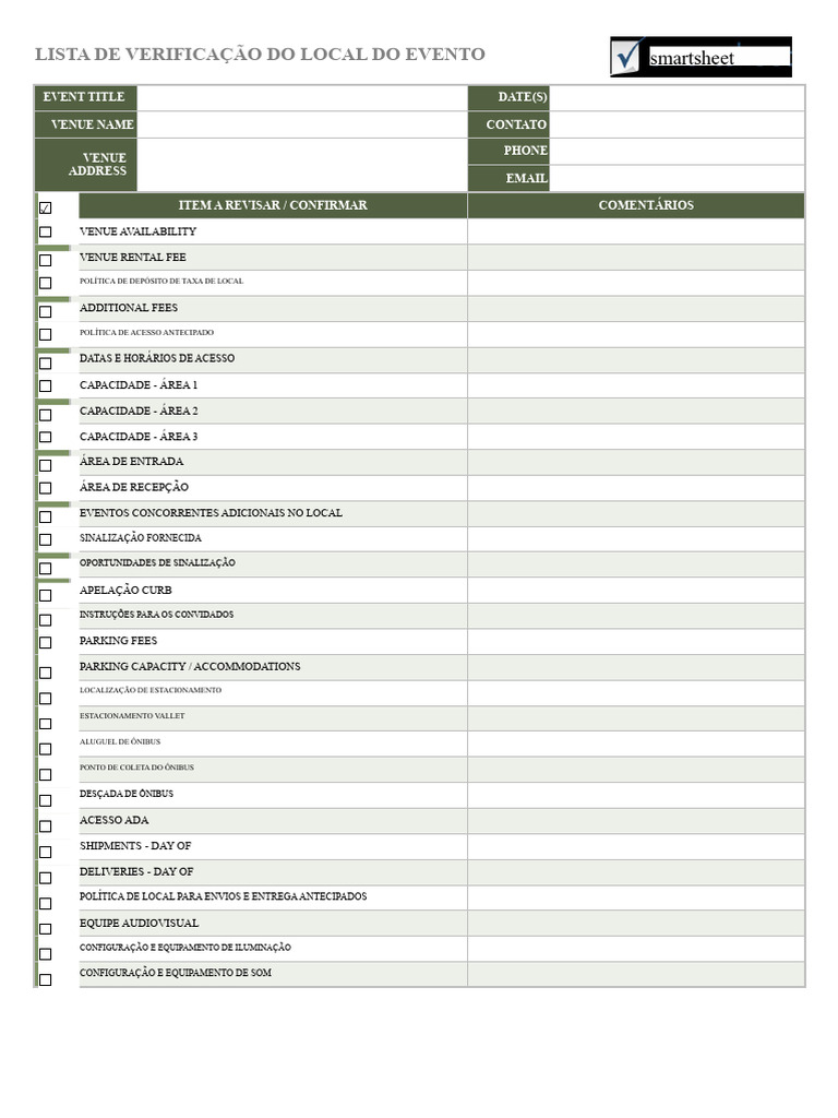 Checklist Completo para Locação de Eventos | PDF