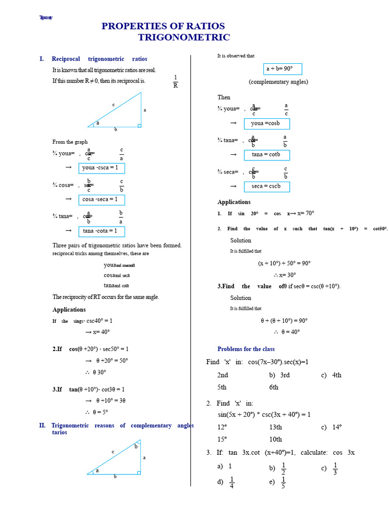 Properties of Trigonometric Ratios | PDF | Trigonometry | Euclid