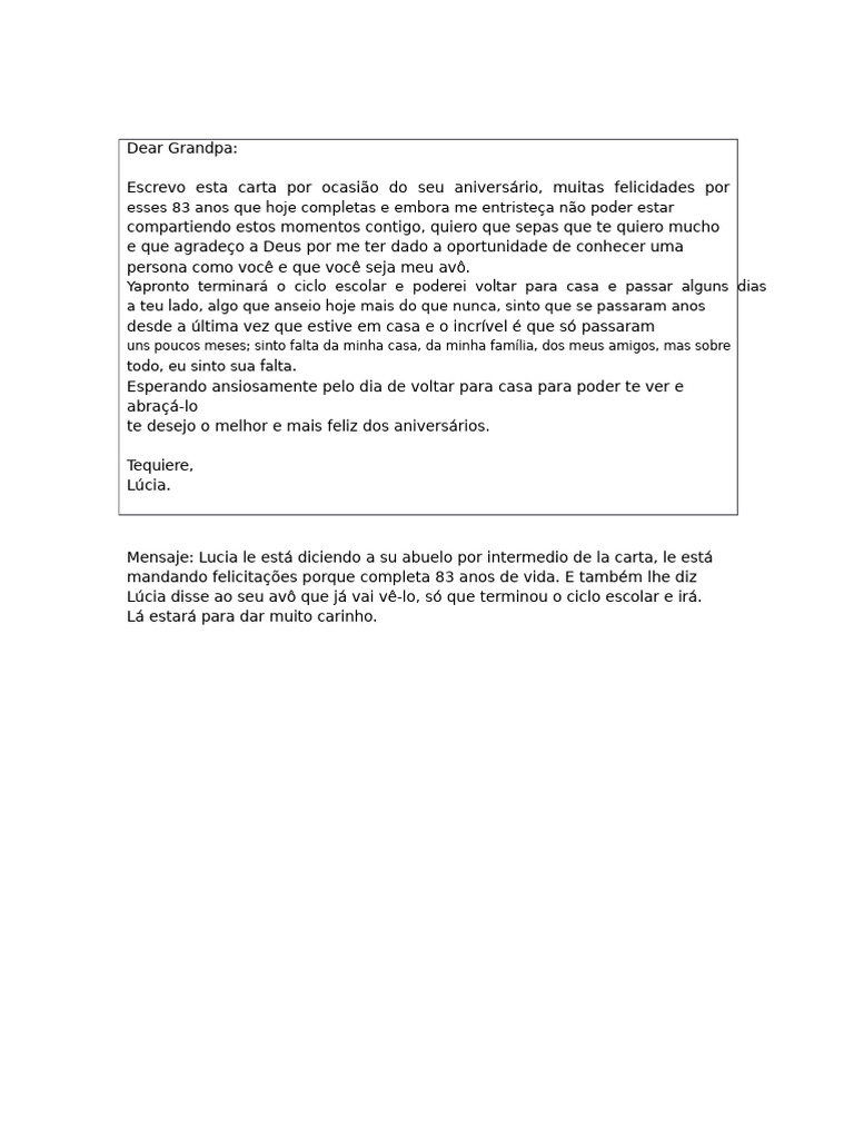 Carta Querido Avô | PDF
