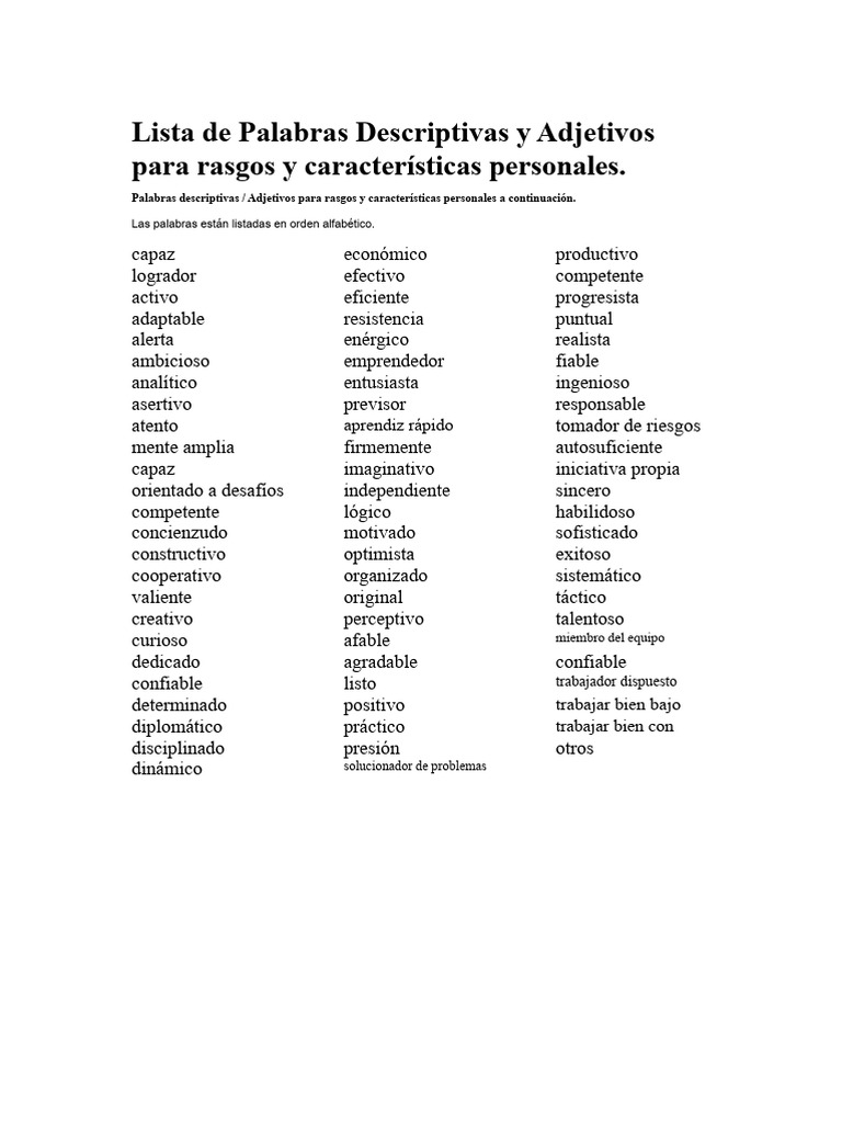 Adjetivos y Palabras Descriptivas | PDF | Geometría euclidiana | Formas ...