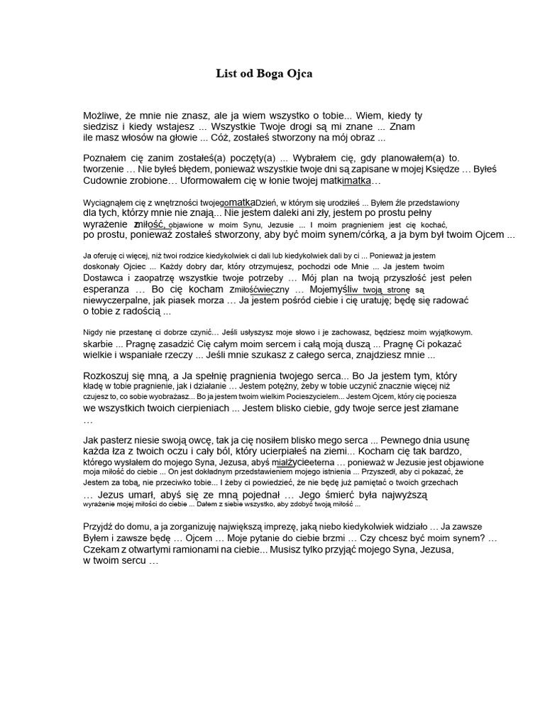 List Od Boga Ojca | PDF