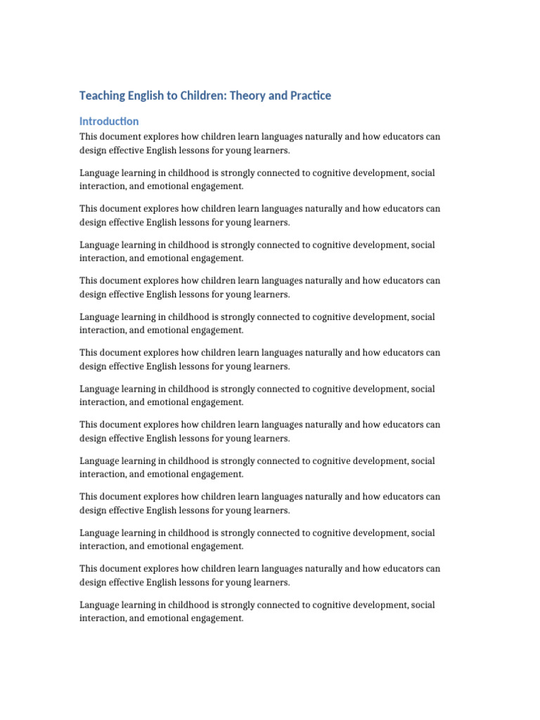 Teaching English To Children Research Paper | PDF | Language ...