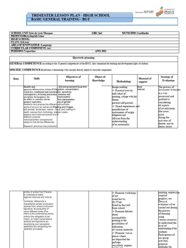 High School Art Lesson Plan 2024 | PDF | Paintings | Lesson Plan