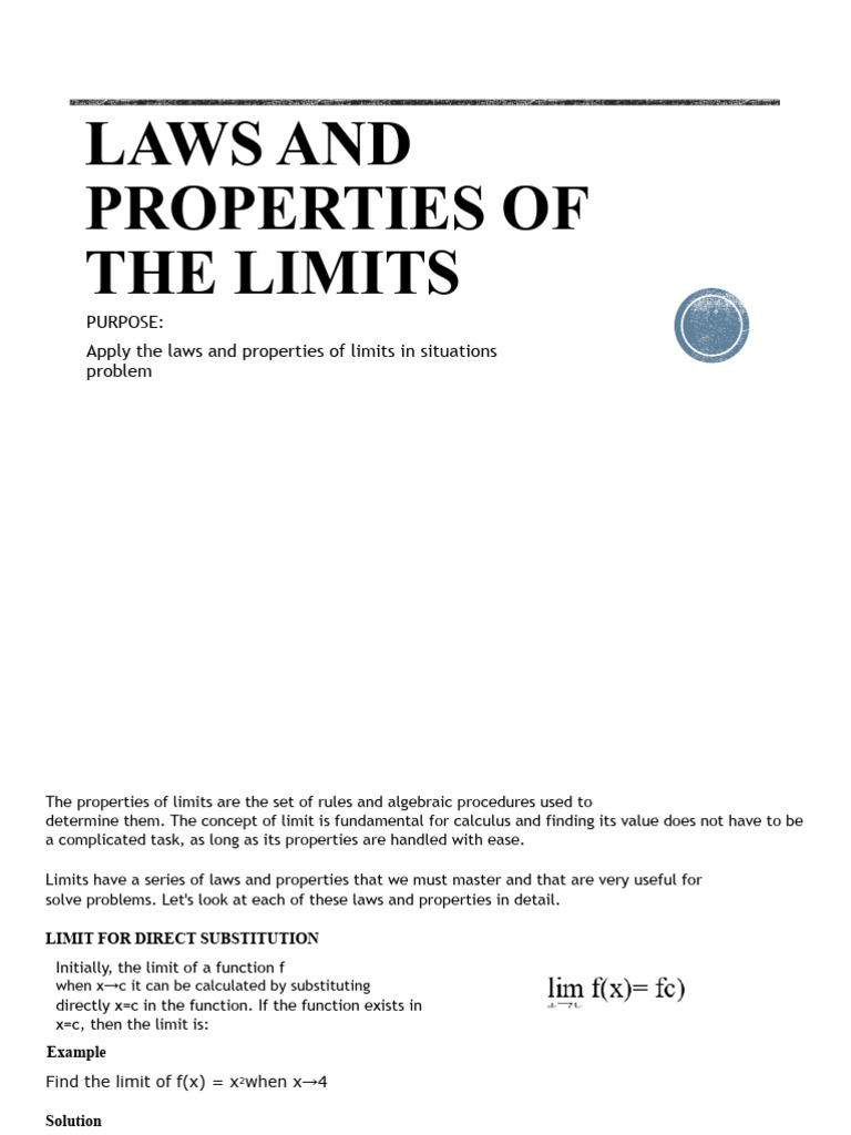 Laws and Properties of Limits | PDF | Function (Mathematics) | Limit ...