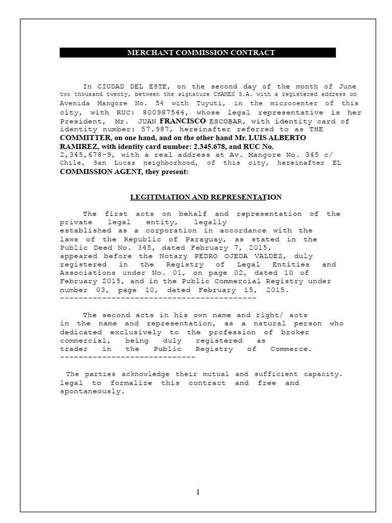 COMMISSION CONTRACT MODEL | PDF | Justice | Crime & Violence