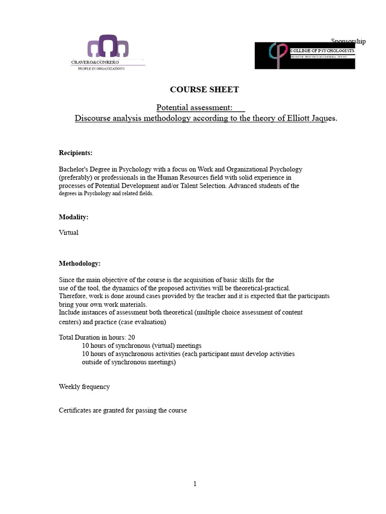 Elliott Jaques Potential Assessment | PDF | Evaluation | Methodology