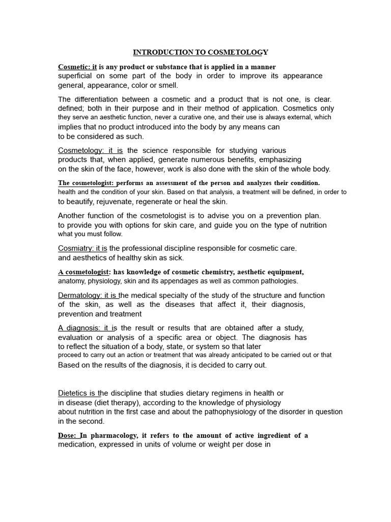 Introduction to Cosmetology Basics | PDF | Pathology | Embryo