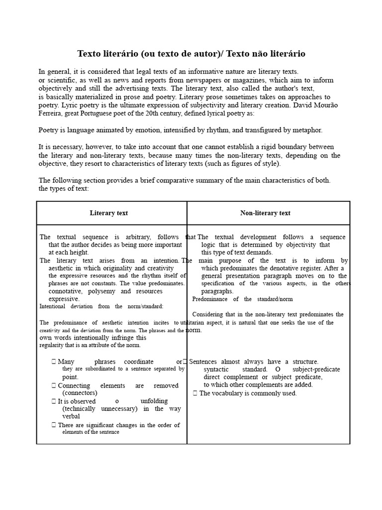Literary vs Non-Literary Texts Explained | PDF | Phrase | Poetry