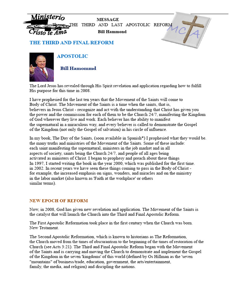 Third Last Apostolic Reform Hammond | PDF | Jesus | Saint