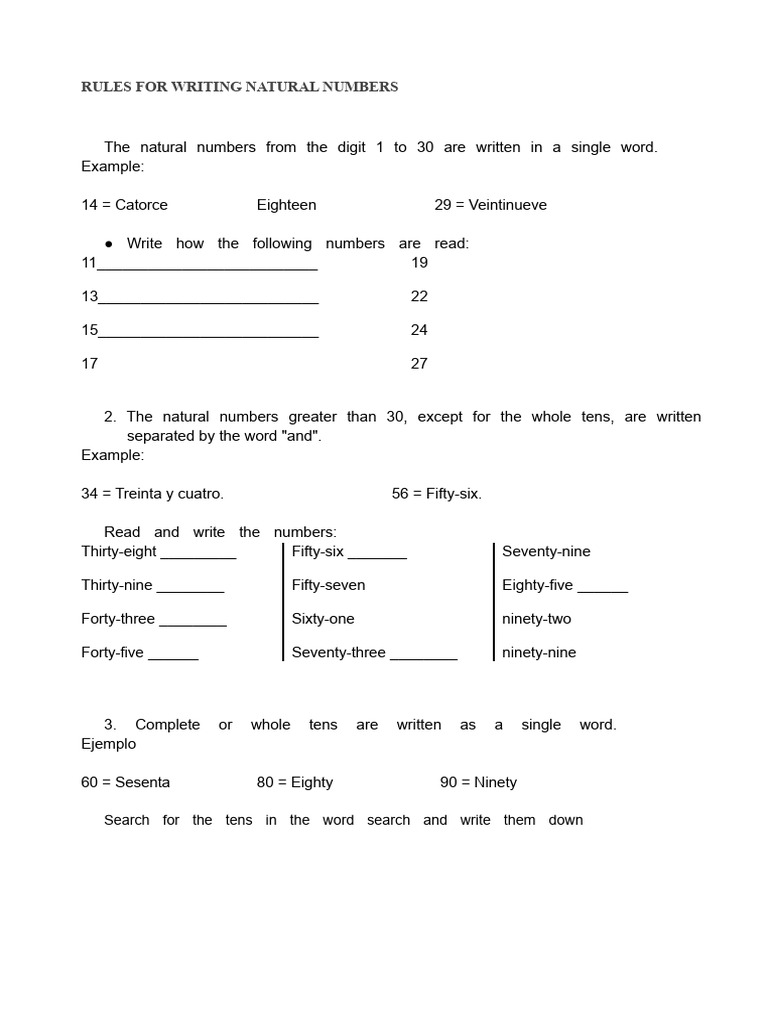 Rules for Writing Numbers | PDF