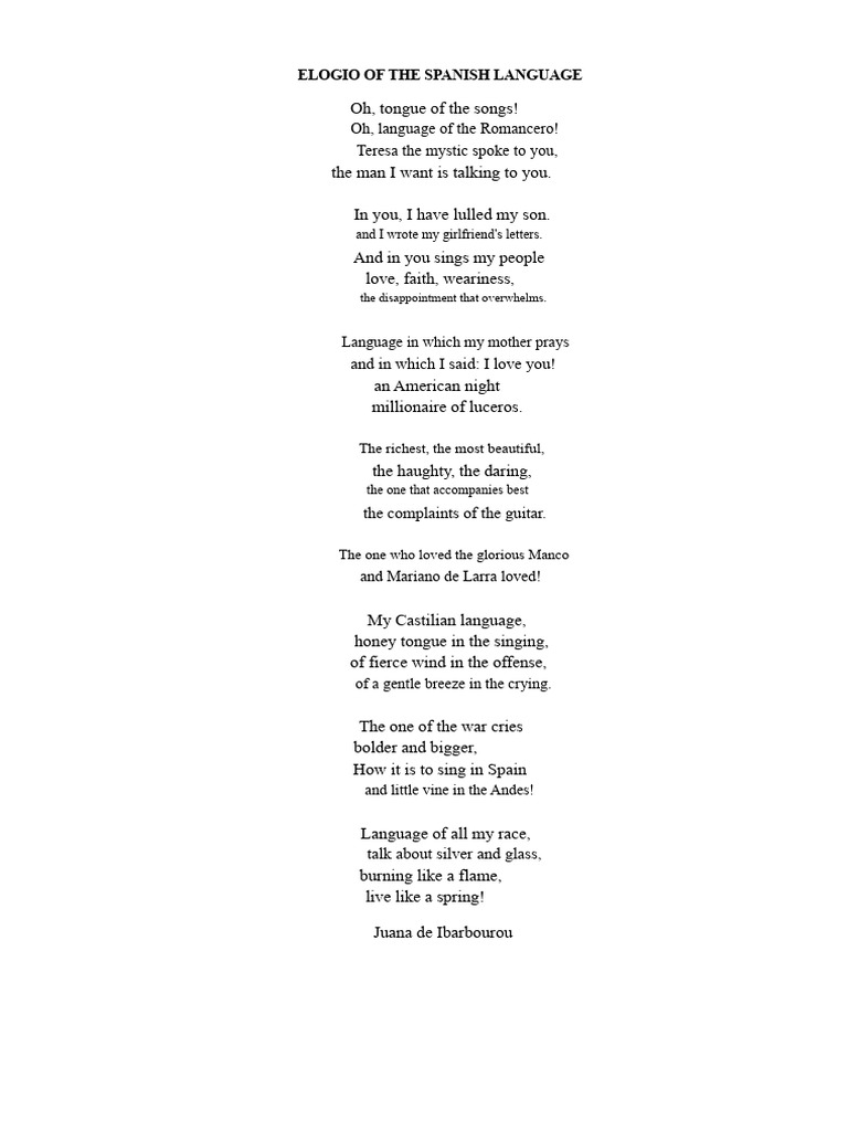 Ode to the Spanish Language | PDF