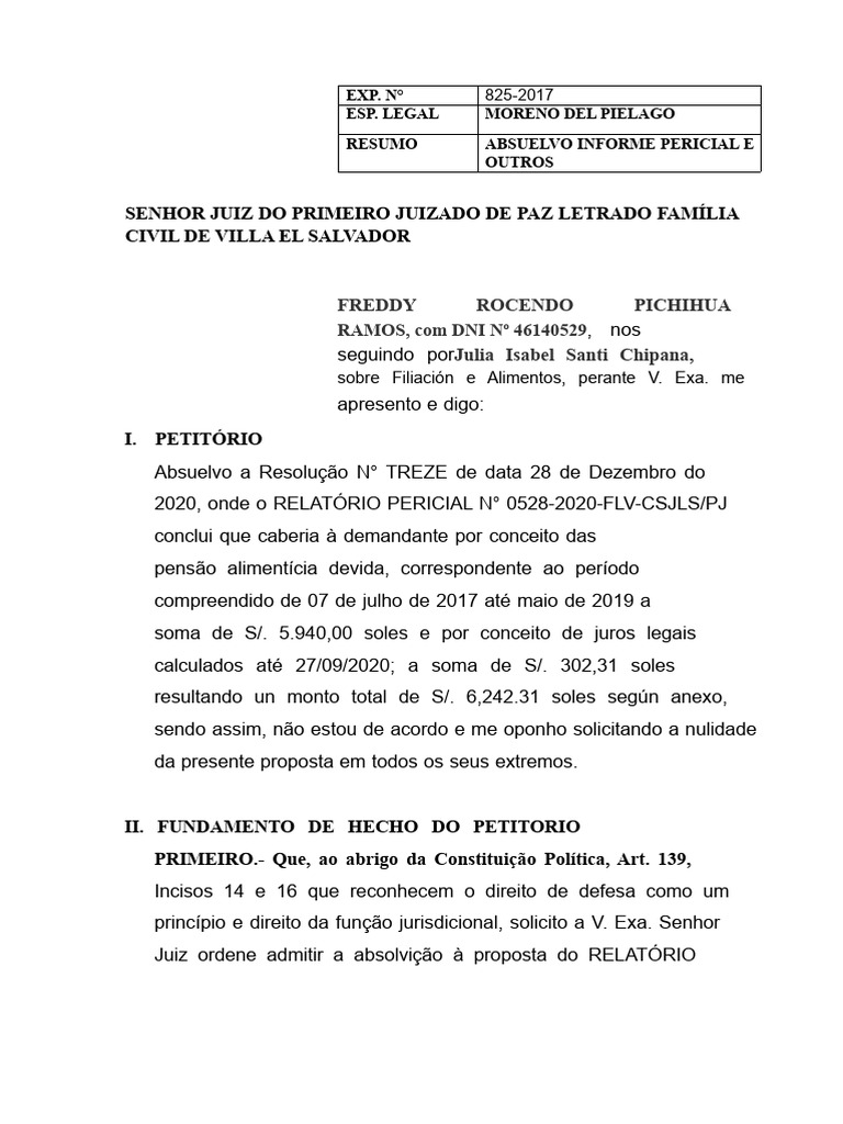 ABSULO LA PERICIAL E OUTROS ROCENDO | PDF | Pensão alimentícia | Economia