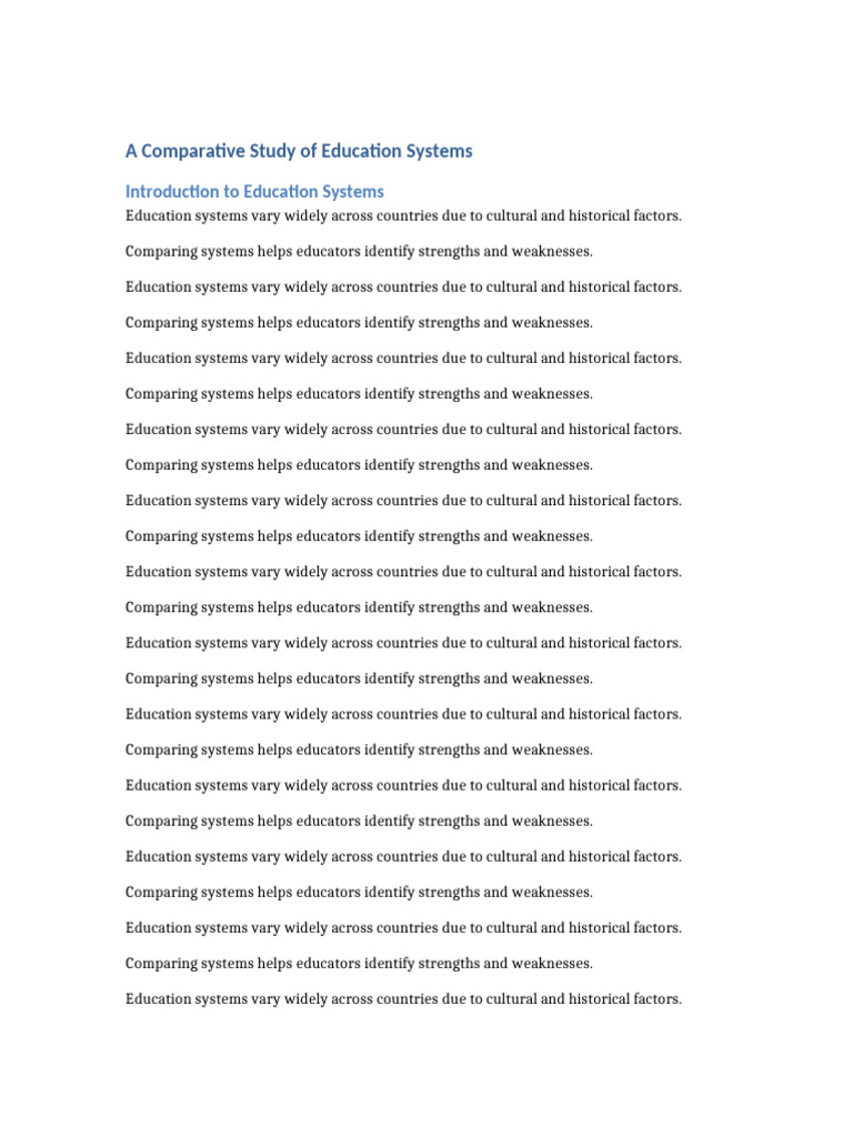 Comparative Analysis of Global Education Systems | PDF | Critical ...
