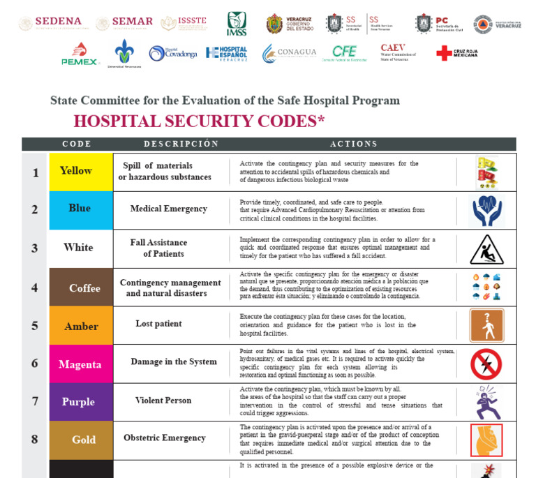 Hospital Security Codes Poster | PDF | Emergency | Hospital