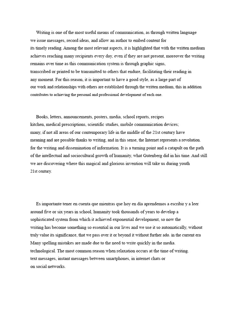 The Importance of Writing in The Life of Humanity | PDF | Communication ...