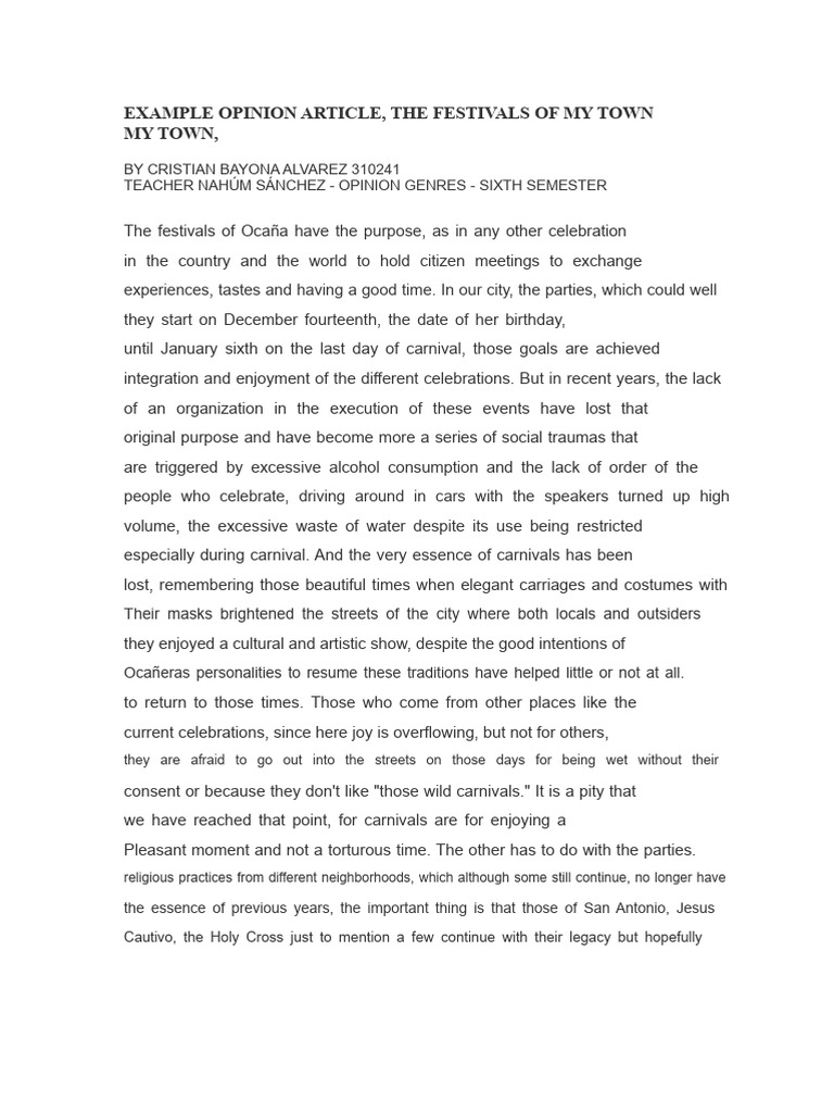 Example Opinion Article | PDF | Carnival