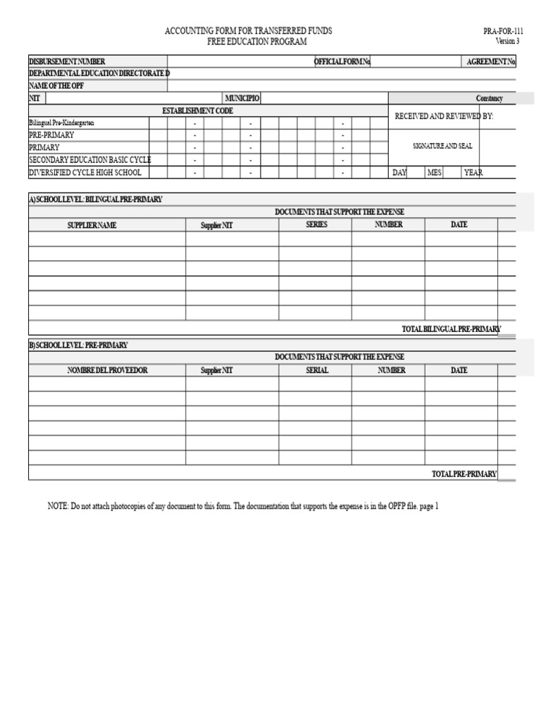 PRA-FOR-111_Form for the accountability of transferred funds for the ...